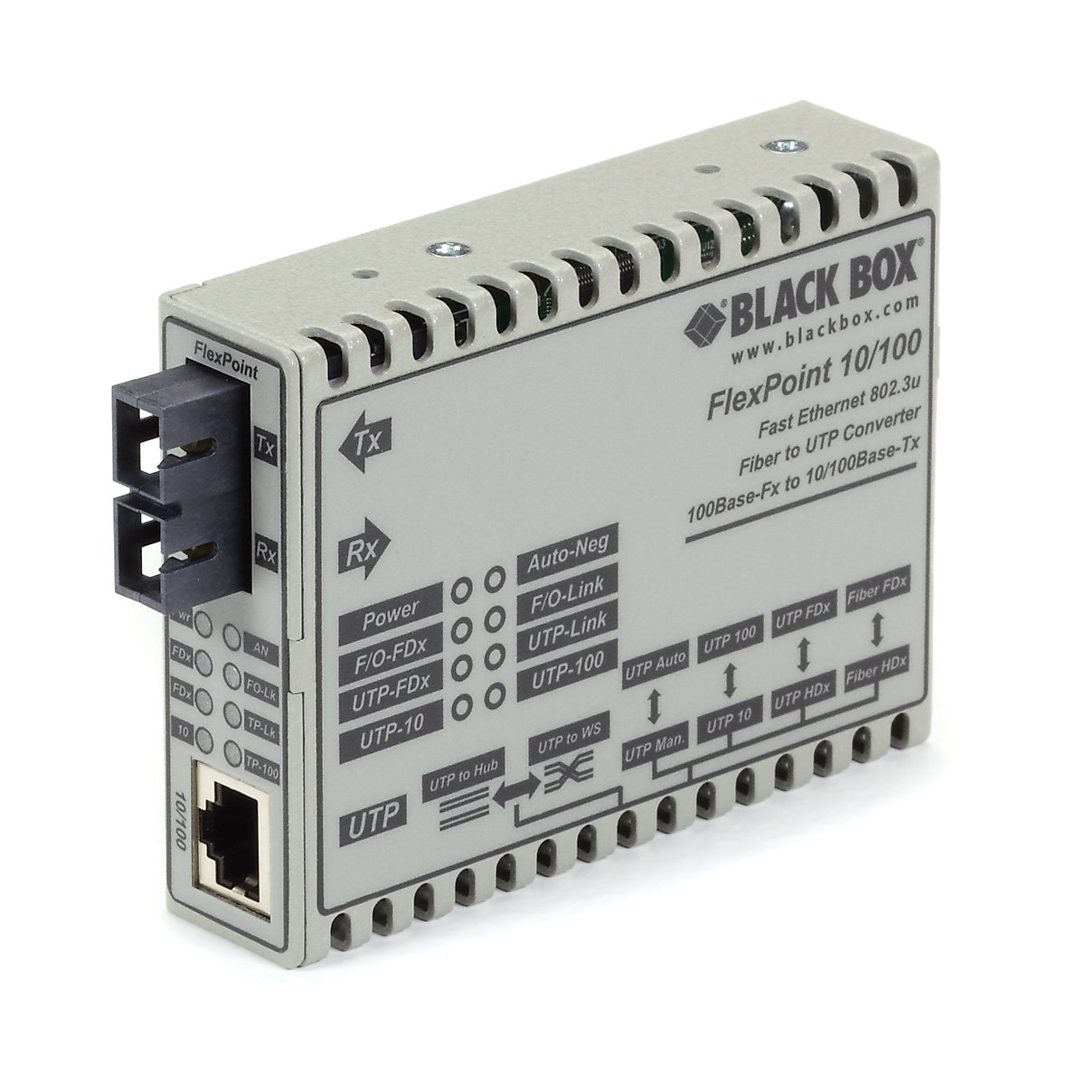 Black Box FlexPoint Modular Media Converter, 10BASE-T/100BASE-TX to 100BASE-FX, Multimode, SC