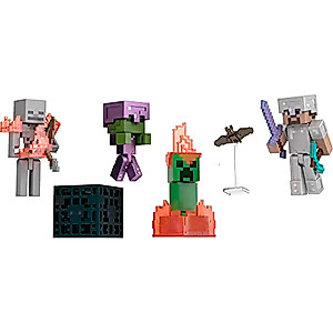 Mattel Minecraft Toys | Story Pack with 4 Action Figures and Accessories | Cave Conflict with Steve and Skeleton | Collectible Gift for Kids (Amazon Exclusive)