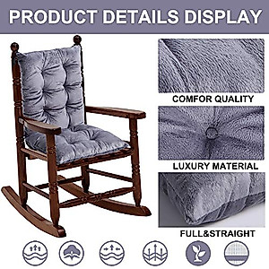 Big Hippo Child Rocking Chair Cushion Pad Set Rocking Chair Seat Back Cushion Set with Ties for Kid Children,Grey(Only Cushion, Chair is not Included)