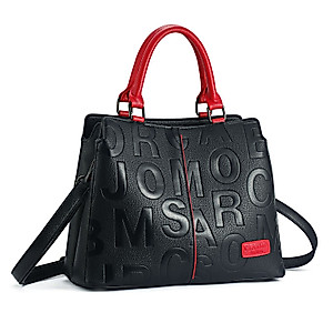 NEWSTYP Ladies Quality Leather Letter Shoulder Bags for Women 2021 Luxury Handbags Women Bags Designer Fashion Large Capacity Tote Bag (Red)