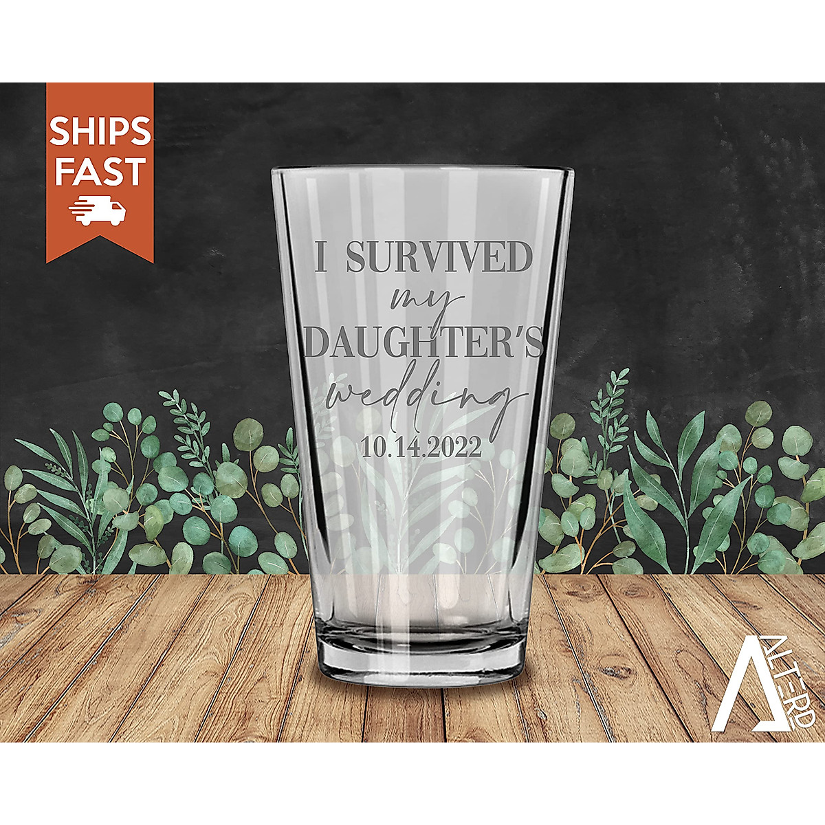 Alterd Industries - Personalized I survived My daughter's Wedding engraved glass, Father of the Bride gift, Mother of the Bride Gift, (21oz Stemless Wine)