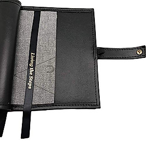 Deluxe Double Alcoholics Anonymous AA Black Big Book & 12 Steps & 12 Traditions Book Cover with Third Step Prayer Medallion Holder