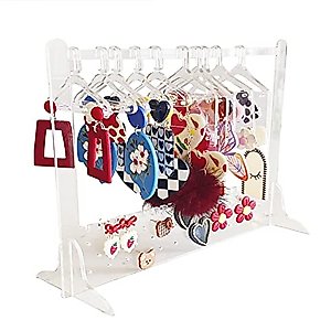 lemonadeus Cute Earring Rack Holder Coat Hangers Stand Unique Earring Closet Acrylic Earring Display Stand Earrings Organizer Ear Stud Holder (crystal clear)