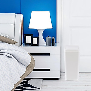 DynkoNA 16 Liter Plastic Trash Can, Swing Top Garbage Bin Wastebasket (White)