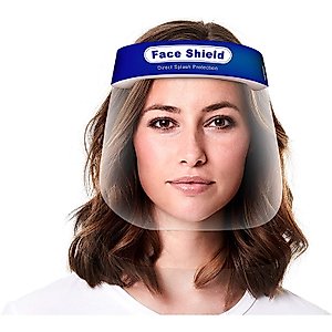 Face Shield 10-Pack, Reusable Transparent Anti-Fog Visor Full Face Safety Cover with Comfort Foam, Adjustable Band to Fit All Sizes, 10-Pack