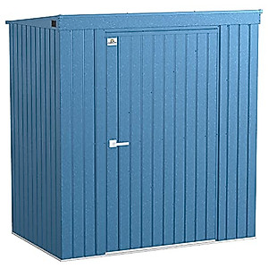 Arrow Shed Elite 6' x 4' Outdoor Lockable Steel Storage Shed Building with Pent Roof, Blue Grey