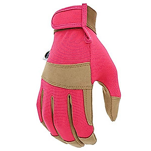 Miracle-Gro MG86205 General Utility Gloves – [Small/Medium], Synthetic Leather Padded Palm Gloves, Spandex Back, Adjustable Hook and Loop Wrist