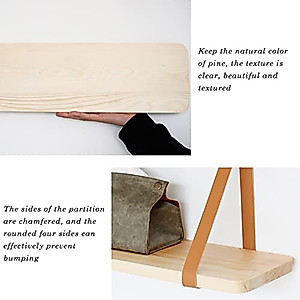 NABEIM Floating Shelves for Wall Decor, Wall Shelf with Leather Strap, Corner Shelves Wood, Wall Mounted Hanging Shelves, Bookshelf Display Living Room, Bedroom (Size : /M)