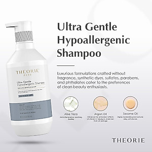 Theorie Pure Ultra Gentle Hypoallergenic Shampoo - Plant-Based & Vegan - Conditions & Soothes Itchy & Allergy Prone Skin - Fragrance-Free - Suited for Sensitive Scalp, Pump Bottle 400mL