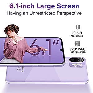 Ulefone Latest Android 12 Unlocked Smartphone, Note 6T (2022), 3GB+64GB, Triple Card Slots, 6.1" Waterdrop Full- Screen Dual 4G Unlocked Cell Phones, AI Camera 13MP+5MP, 3300mAh, Face Unlock - Purple