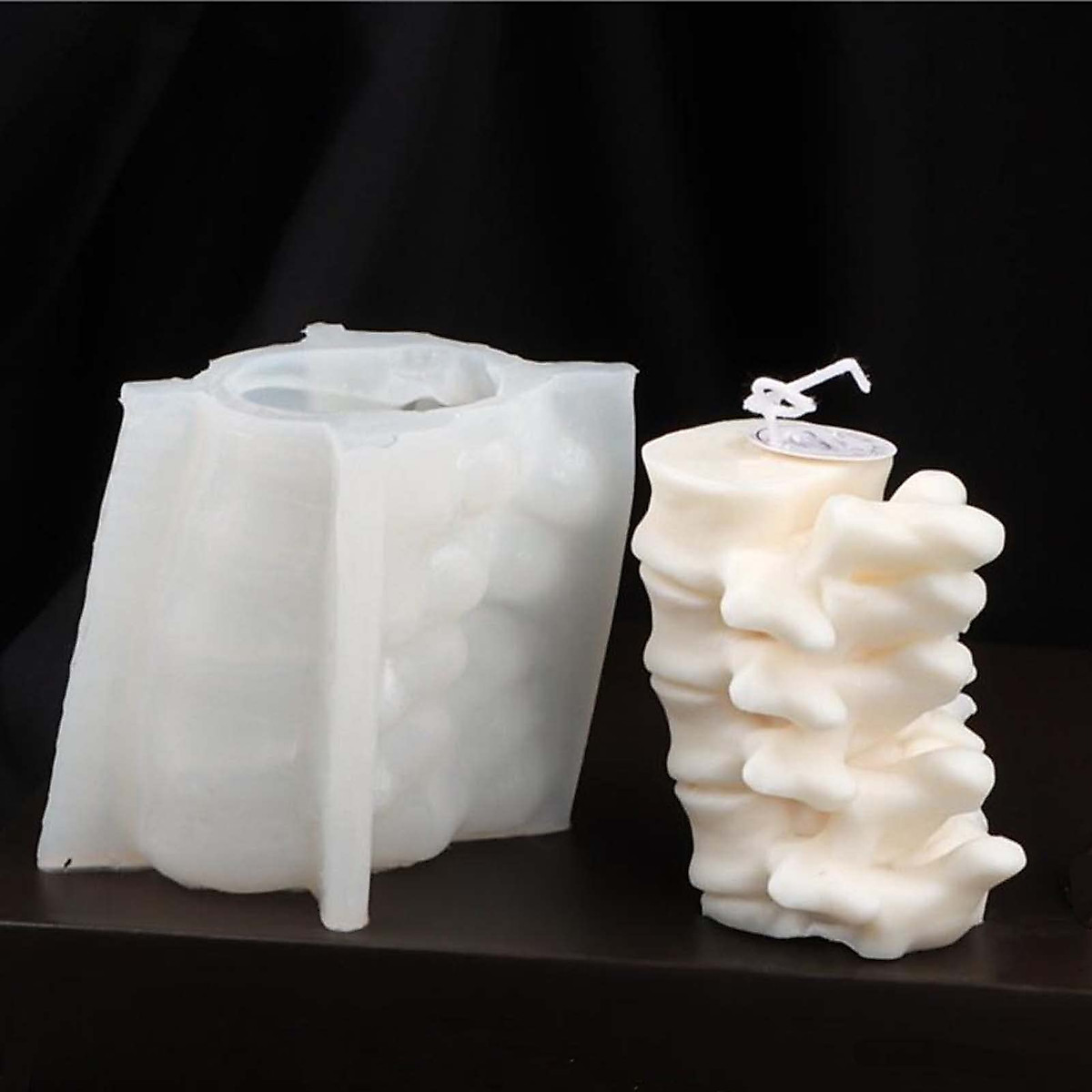 WOPODI Humans Vertebrae Resin Casting Mold 3D Spinal Cord Bone Shape Silicone Candle Molds Columnar Realistic Internal Body Organs Fondant Cakes Scented Beeswax Soap Mould Halloween Party Home Decor