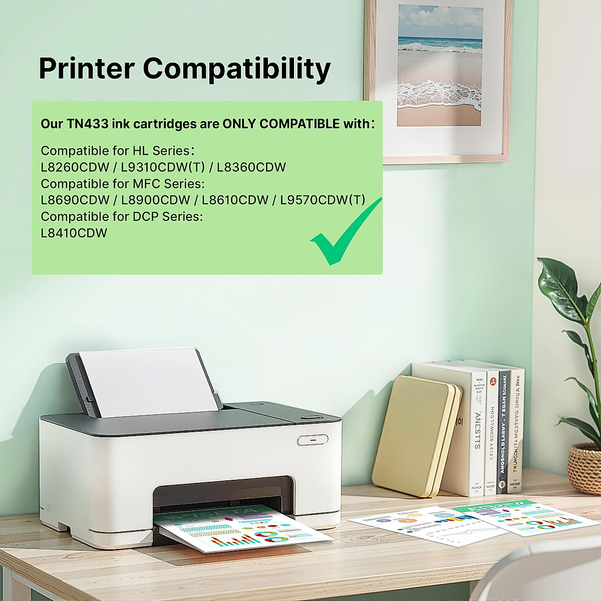 TN433 TN-433 Toner Cartridges - Compatible Toner Replacement for Brother 4-Pack TN433BK TN433C TN433M TN433Y TN-431 TN431 for MFC-L8900CDW HL-L8360CDW HL-L8260CDW MFC-L8610CDW HL-L8360CDWT Printer