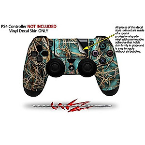 WraptorSkinz Skin Compatible with Sony PS4 Dualshock Controller PlayStation 4 Original Slim and Pro WraptorCamo Grassy Marsh Camo Neon Teal (Controller NOT Included)