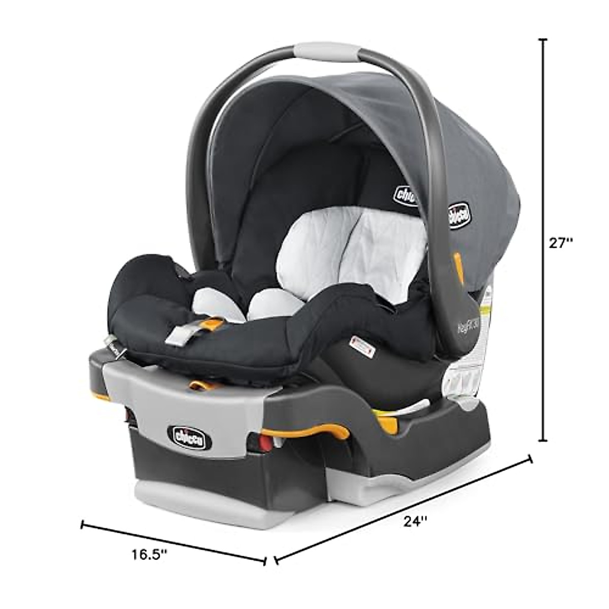Chicco KeyFit® 30 ClearTex® Infant Car Seat and Base, Rear-Facing Seat for 4-30 lbs., Includes Head and Body Support, Compatible with Chicco Strollers, Baby Travel Gear | Pewter/Grey