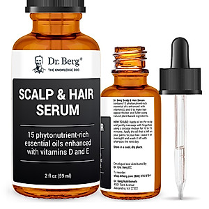Dr. Berg (All In One) Hair Serum with Jojoba Oil & Castor Oil For Fuller Thicker Looking Hair | Contains 15 Plant-Based Natural Hair Oils | Enhancement with Vitamin E & D | 2 fl oz