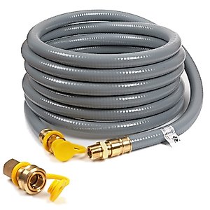 24FT 3/4" Natural Gas Hose, 3/4 Inch Natural Gas Conversion Kit Gas Grill Hose with Quick Connect Fitting,Grill Connectors & Hoses for Patio Heater,Griddle,Dynamo and Outdoor NG/LP Propane Appliance