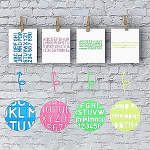 Bewudy 4 Pieces Letter Stencils Set, Plastic Alphabet Stencil Letters Number Stencils Ruler Guide Lines for Drawing Stencil Painting Learning DIY 4 Colours with 4 Size