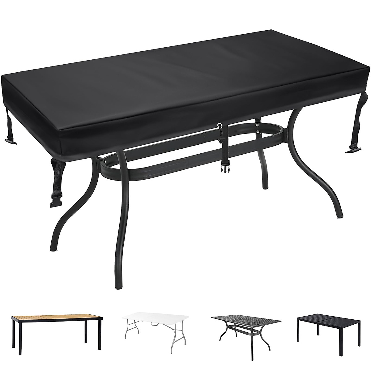 TOHONFOO Rectangular Patio Table Cover - Waterproof Anti-UV Outdoor Dining Table Cover - Outdoor Patio Furniture Cover 75" L x 40" W x 6" H