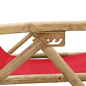 Reclining Relaxing Chair Red Bamboo and Fabric Make Your Patio Shine Essential Outdoor Seating Solution