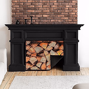 Choice Home Goods Magnetic Fireplace Cover - Cozy Wood Design Fireplace Draft Blocker - Fire Place Cover for The Living Room - Fireplace Insulation Draft Stopper - Fireplace Blanket - 39 x 32”