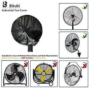 Bitubi Wall Mount Fan Cover,Waterproof Outdoor Fan Covers,Compatible for 18-20 Inch Industrial Fan and Pedestal Fan,Heavy Duty 600D oxford Dustproof Fan Cover,Black