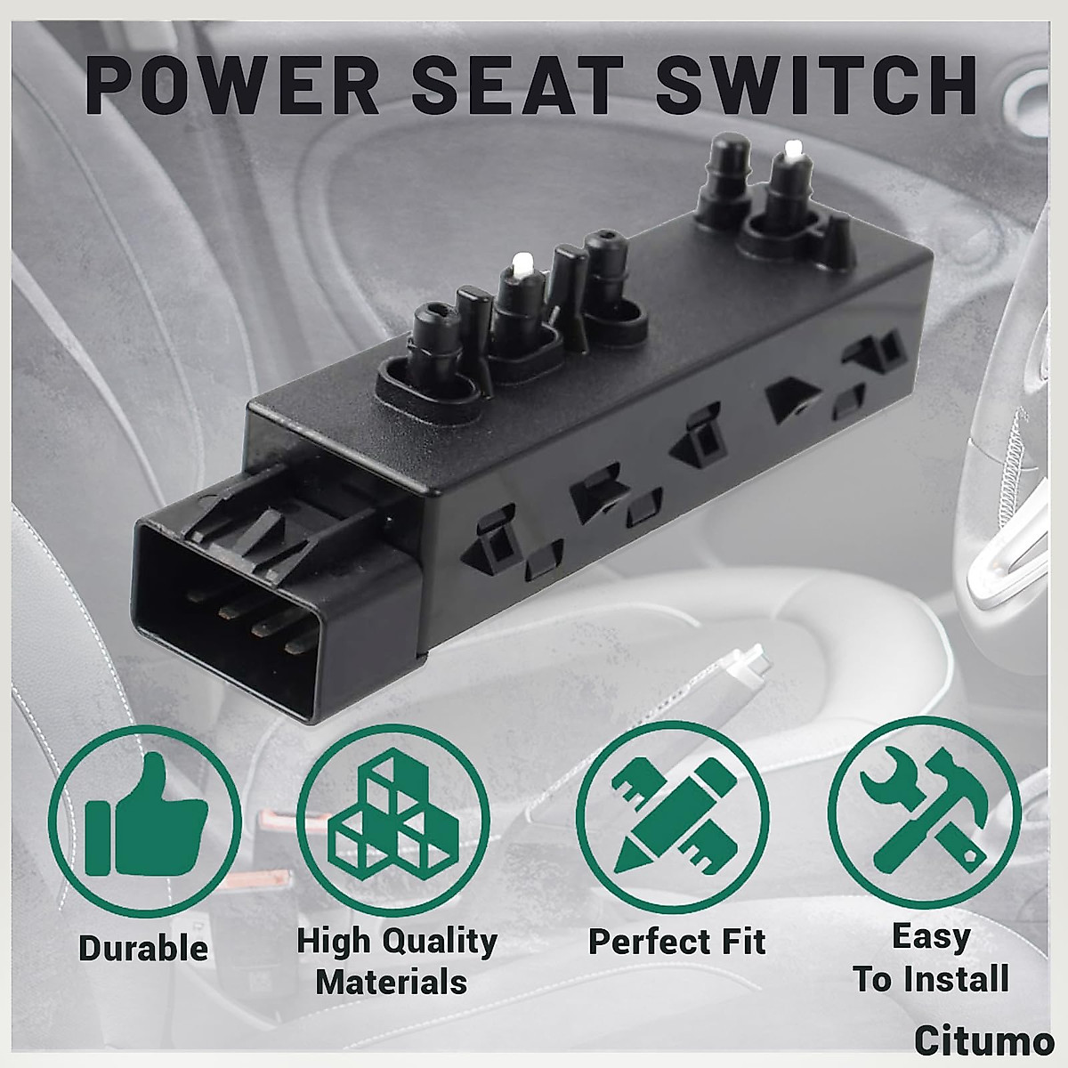 12451498 Front Right Passenger 8 Way Power Seat Control Adjustment Switch Fit 2007-2013 Sierra Yukon Avalanche Silverado Suburban Lacrosse