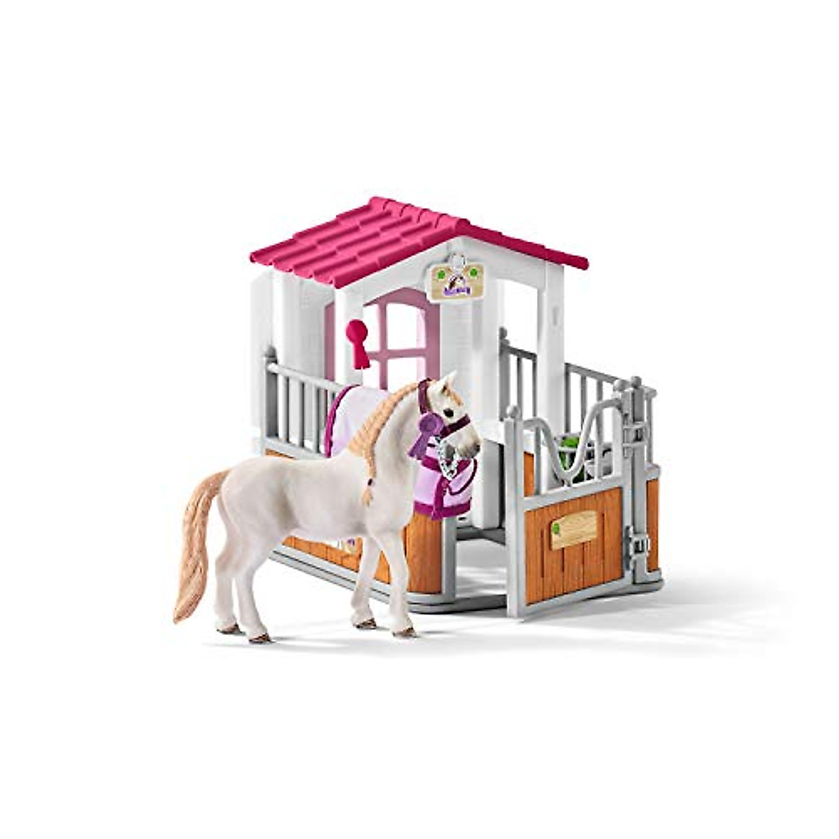 Schleich Horse Club, 12-Piece Playset, Horse Toys for Girls and Boys 5-12 years old Horse Stall with Lusitano Horses