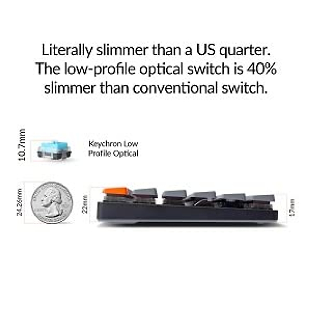 Keychron K3 75% Layout 84-Key Ultra-Slim Hot-Swappable Wireless Bluetooth Mechanical Keyboard with Low-Profile Keychron Optical Brown Switch/White LED Backlight/USB Wired for Mac Windows-Version 2