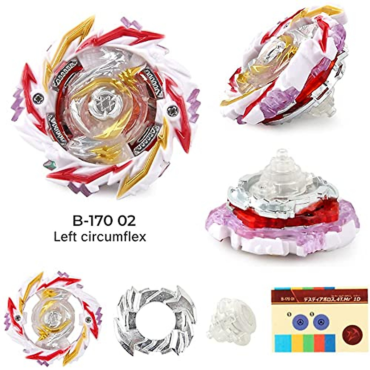 JIMI Bey Battling Top Blade Battle Set, 6 Burst Spinning Tops 1 Launcher Grip Starter Combat Game, Toy Gift for Kids Boys Ages 6 7 8 9 10 11 12+