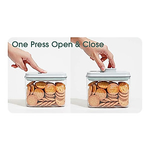 ODOROKU 3 Piece Pop Up Plastic Food Container Sets, Airtight Food Storage Containers with Lids, BPA-Free Air Tight Stackable Dry Cereal Snacks Container, Kitchen Pantry Organization Storage