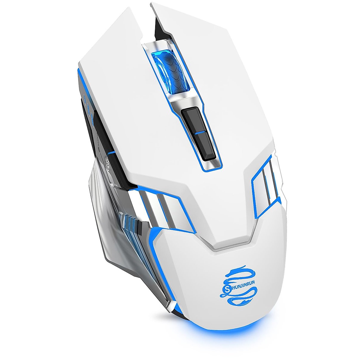 White Wireless Gaming Mouse Bluetooth Mouse with 3-Modes(BT5.0+BT3.0+2.4GHz), Rechargeable, RGB Backlit, Silent Click Computer Mouse for Laptop, PC, Macbook, iPad, Tablet, Chromebook, Games, Office