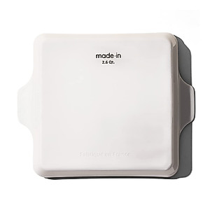 Made In Cookware - Square Baking Dish - Navy Rim - Hand Crafted Porcelain - Professional Bakeware - Made in France