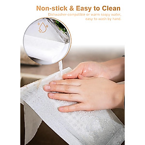 SUCISENI 6 Pack Silicone Dehydrator Sheets (14 x 21 Inch) Premium Non-Stick Silicone Mesh Mat for Fruit Food Dehydrator Reusable Dehydrator Tray Liners for Fruits Meat Vegetables Herbs