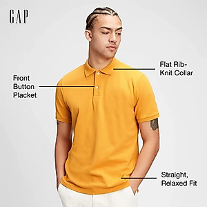 GAP Mens Stretch Pique Polo Shirt, True Black V2, X-Large US