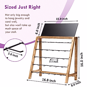 Poyilooo Earring Display Stands for Selling, Real Wood Jewelry Display for Selling Vendors with Adversitsing Board, Large Capacity Earring Cards for Selling Rack Holder for Earring Cards