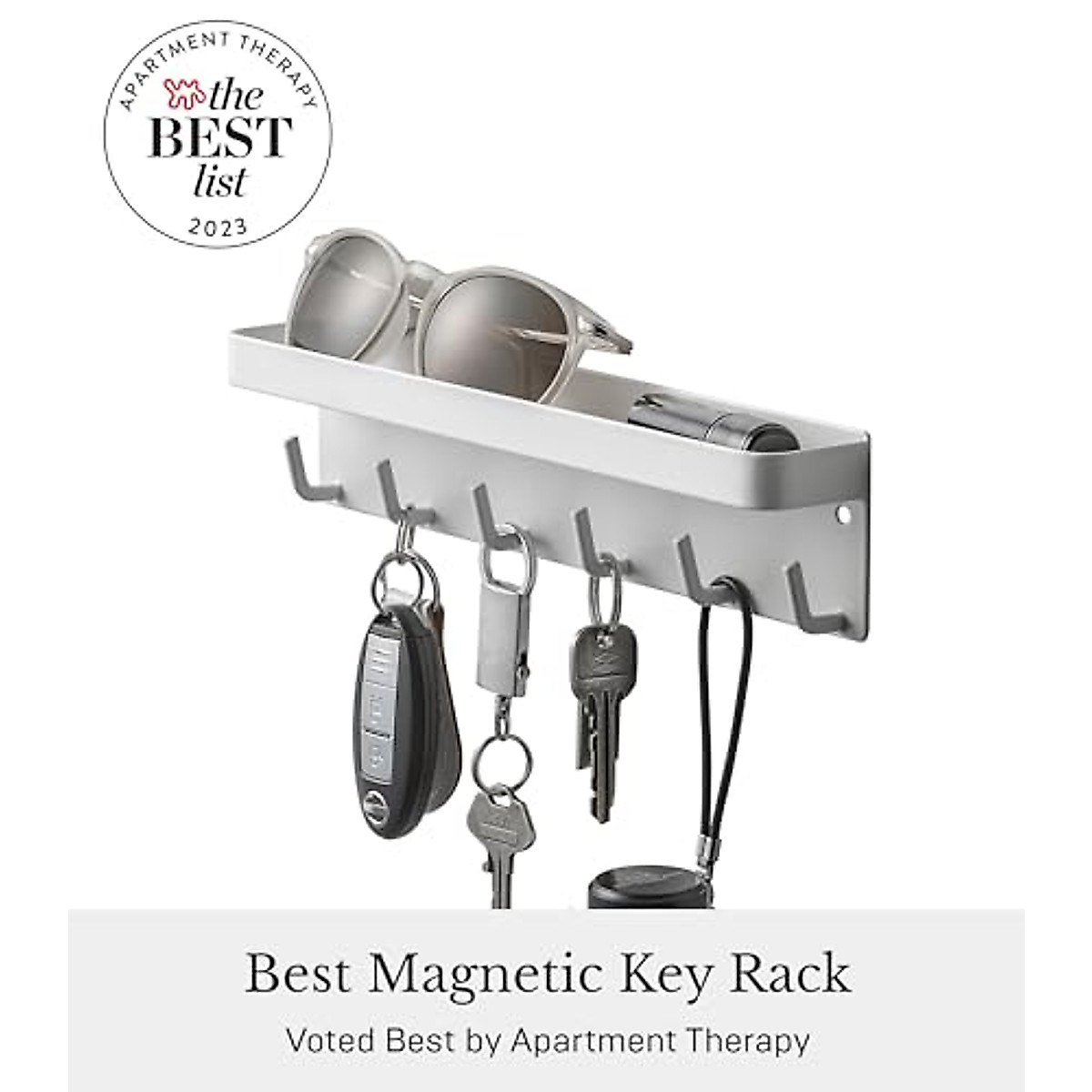 Yamazaki Home Magnetic Key Rack with Tray Steel One Size White
