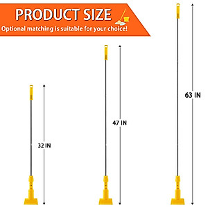 Tiemlet Mop Handle Commercial Heavy Duty - 62-inch Stainless Steel Metal Commercial Mop Stick, Adjustable for Industrial & Household Floor Cleaning, Clamp Mop Handle Quick Change for Wet Mop