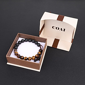 COAI Buddhist Reiki Healing Matte Onyx Tiger Eye Prayer Stones Bracelet