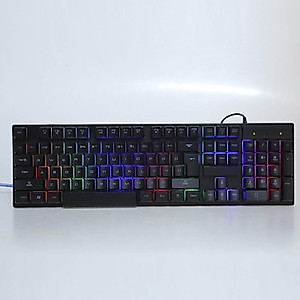 Gaming Keyboard,RGB Backlit Gaming Keyboard,104 Keys USB Wired Mechanical Keyboard,Water-Resistant Design with Drainage Holes,for Desktop,Computer,PC