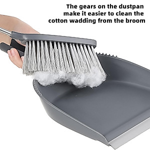 SUBEKYU Dustpan and Brush Set with Stainless Steel Handle, Hand Mini Broom and Dustpan Set, Small Broom and Dustpan Set for Kitchen/Desktops/Bedroom, Dark Gray, 1 Set
