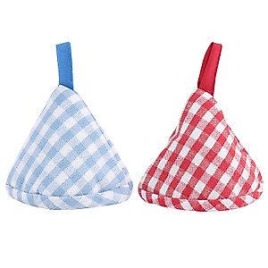 2PCS pot hat Heat- insulated Pot Caps Triangle Pot Caps Pot Cover Handle Caps Pot Cover Handle Covers household gloves small oven mitts silicone oven mitt mittens casserole cotton