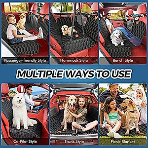 Chumajor 6-in-1 Dog Car Seat Cover for Back Seat,60/40 Split 100% Waterproof Dog Hammock for Car,Trucks Suvs-Scratchproof Nonslip Back Seat Protector for Dog