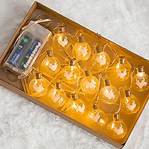 lamphle LED Decorative Non-Glaring Fairy Lights, Battery Powered 4 Styles Glass Night Light, Bulb Shape Scene Layout Attractive Fall Garland with Lights Elk