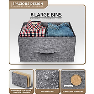 Sorbus Dresser with 8 Drawers - Chest Organizer Unit with Steel Frame Wood Top & Handle Easy Pull Fabric Bins for Clothes - Large Storage Furniture for Bedroom, Hallway, Living Room, Nursery & Closet