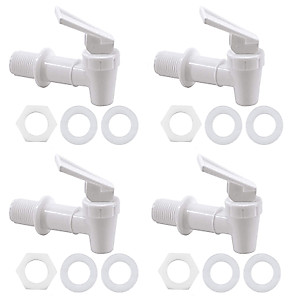 Hgzaccompany Replacement Cooler Faucet Water Bottle Jug,Water Dispenser Tap Set,BPA-Free Plastic Spigot Spout Water Beverage Lever Pour Dispenser Valve,Water Crock Tap (2, White)