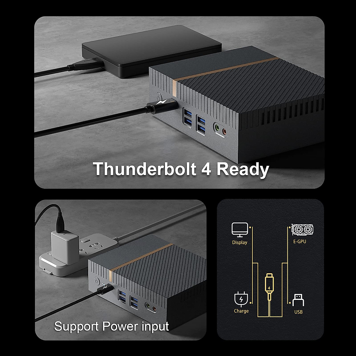 Mini Gaming PC Intel 12th i9-12900H,14Cores 20Threads Max to 5.0GHZ, Mini Gaming Desktop Computer, Thunderbolt 4, 2x2.5G Intel Ethernet,4x4K Output, 32G RAM 1TB PCIE 4.0 SSD,WiFi 6 Windows 11Pro