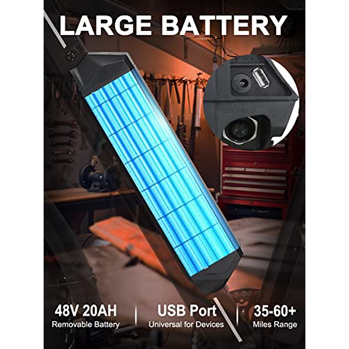 HAOQI Electric Bike for Adults 48V 20AH Removable Cells Battery Black Leopard Pro, 750W Brushless Motor, 26" x 4.0 Fat Tire 28MPH, 7-Speed