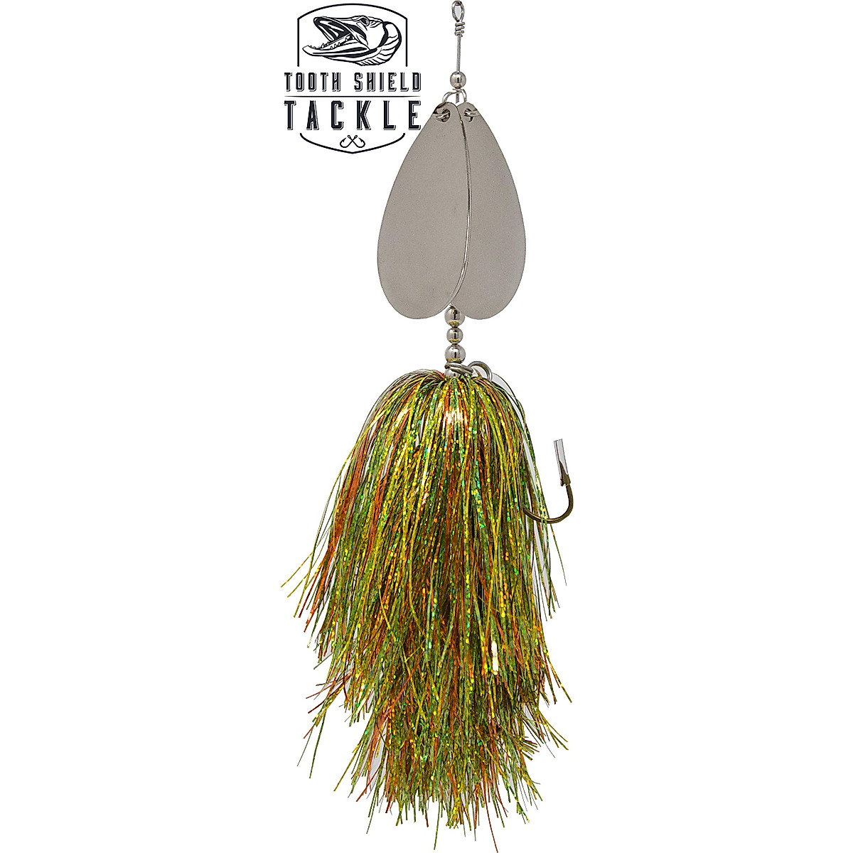 Tooth Shield Tackle Musky Bucktail (Firetiger / Smooth) Muskie Pike Double 10 Inline Spinner Musky Lures Baits Tackle