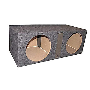 Q Power QBASS Dual 12 Inch Heavy Duty MDF Material Car Audio Subwoofer Enclosure Boxes with Shared Slot Port Vent and Dual Chamber Design, Charcoal
