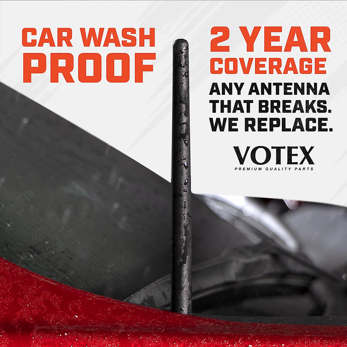 Votex Black Short Rubber 6 3/4" Universal Antenna Kit - Car Wash Proof, Easy Setup, Enhanced Reception with Copper Coil, USA Stainless Steel Threading, Flexible & Durable Fits Cars, Trucks, SUVs